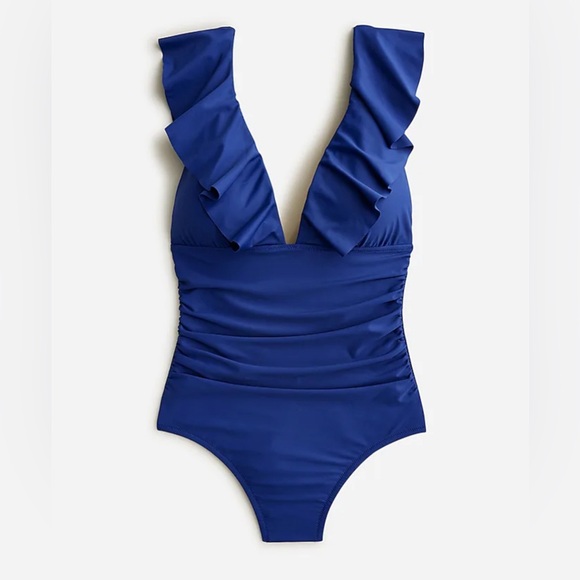 J. Crew | Swim | J Crew Ruched Ruffle One Piece Swimsuit | Poshmark